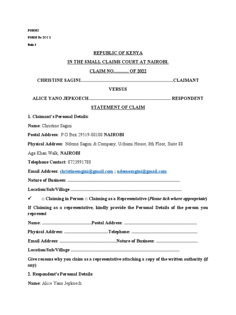 Sagini Small Claims | PDF | Damages | Justice