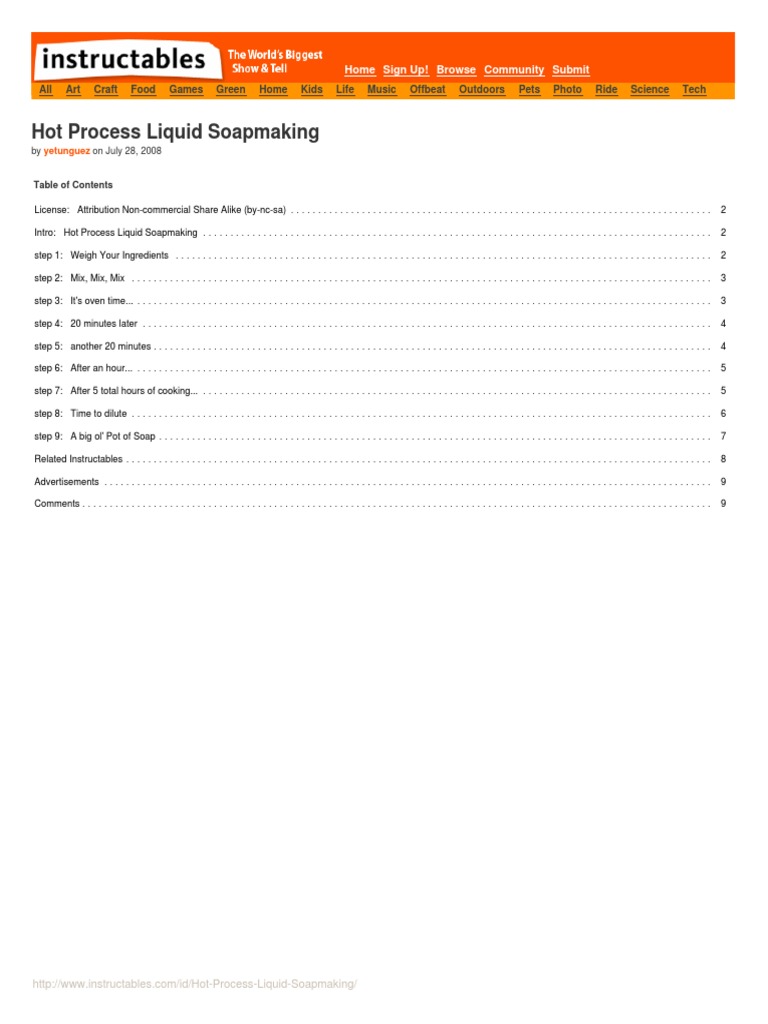 Hot Process Liquid Soapmaking | PDF | Sodium Hydroxide | Soap