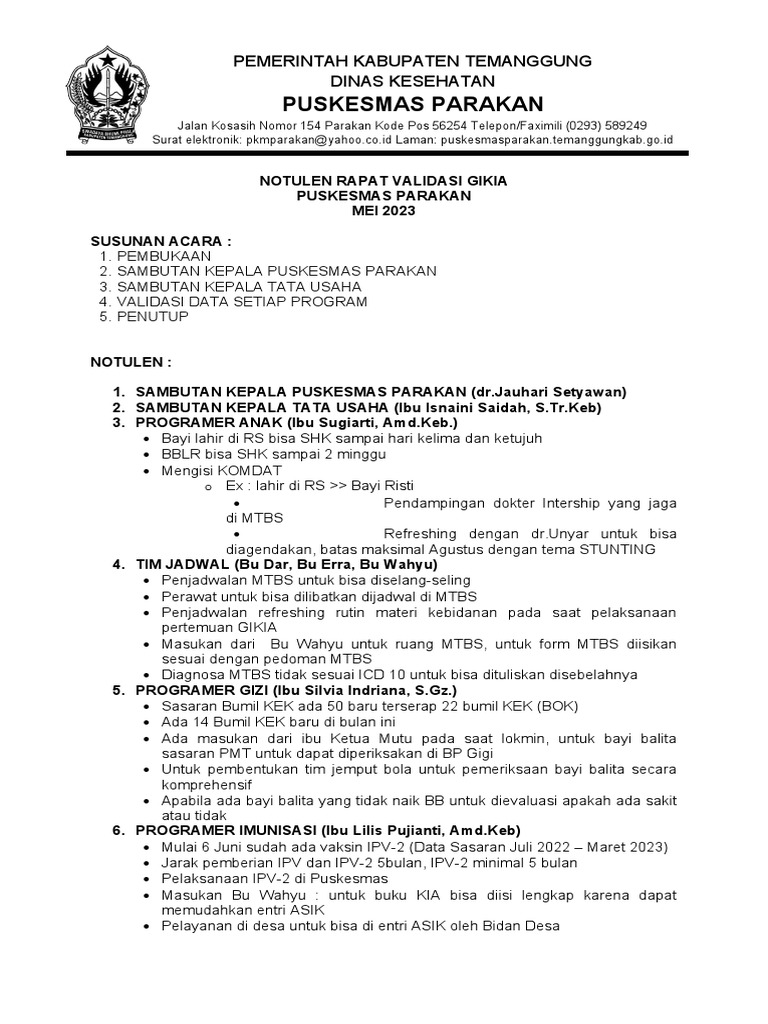Notulen Gikia Mei 2023 | PDF | Ilmu Sosial | Kesehatan Holistik