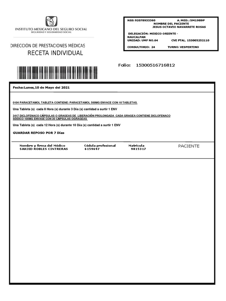 Receta-Imss-Editable 2-1 | PDF