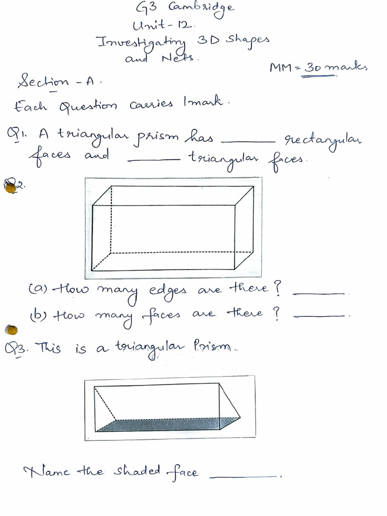 G3 Camb. Investigating 3D Shapes &nets | Download Free PDF | Euclidean ...