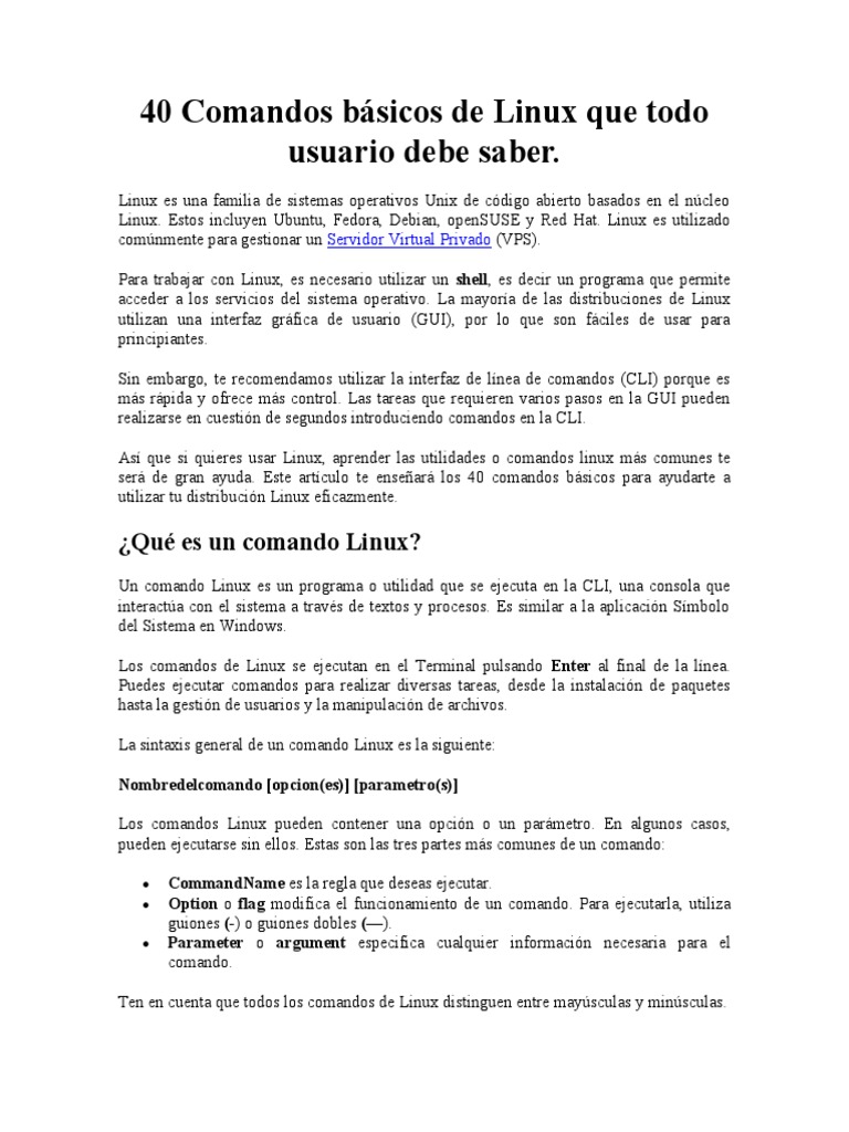 40 Comandos Básicos de Linux Que Todo Usuario Debe Saber | PDF ... 40 Comandos Básicos de Linux Que Todo Usuario Debe Saber | PDF ...