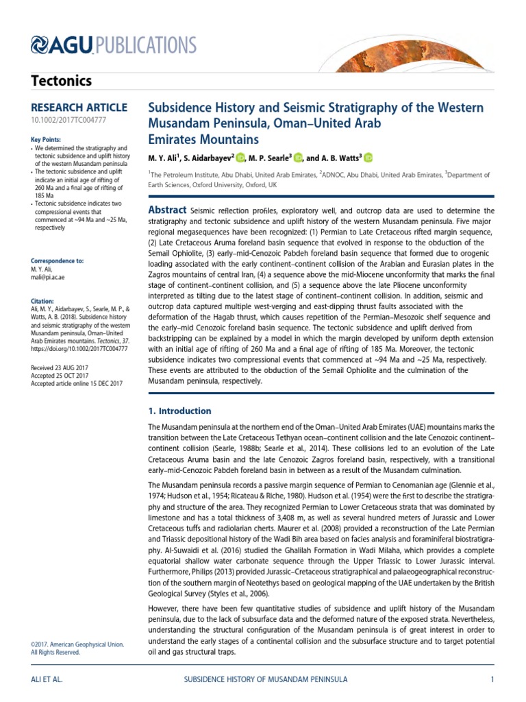 2018 Sanat - Tectonics Subsidence History and Seismic Stratigraphy of ...