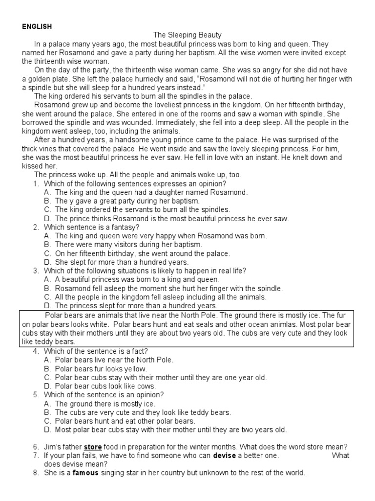 English Review | PDF | Polar Bear | Subject (Grammar)