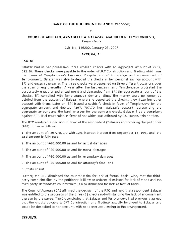 BPI V CA | PDF | Negotiable Instrument | Banks