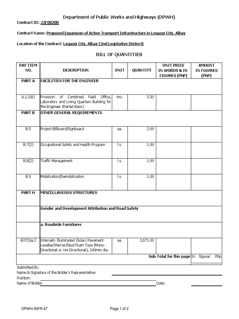 22F00200 Boq | PDF | Road | Road Infrastructure