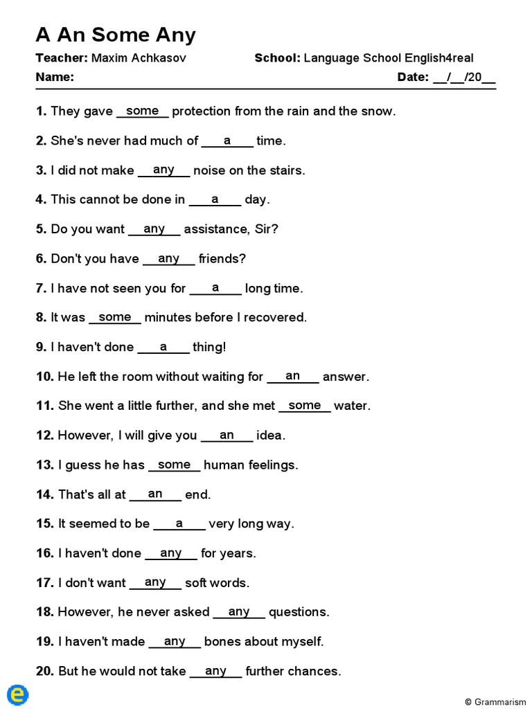 Grammar Practice: Articles and Quantifiers | PDF