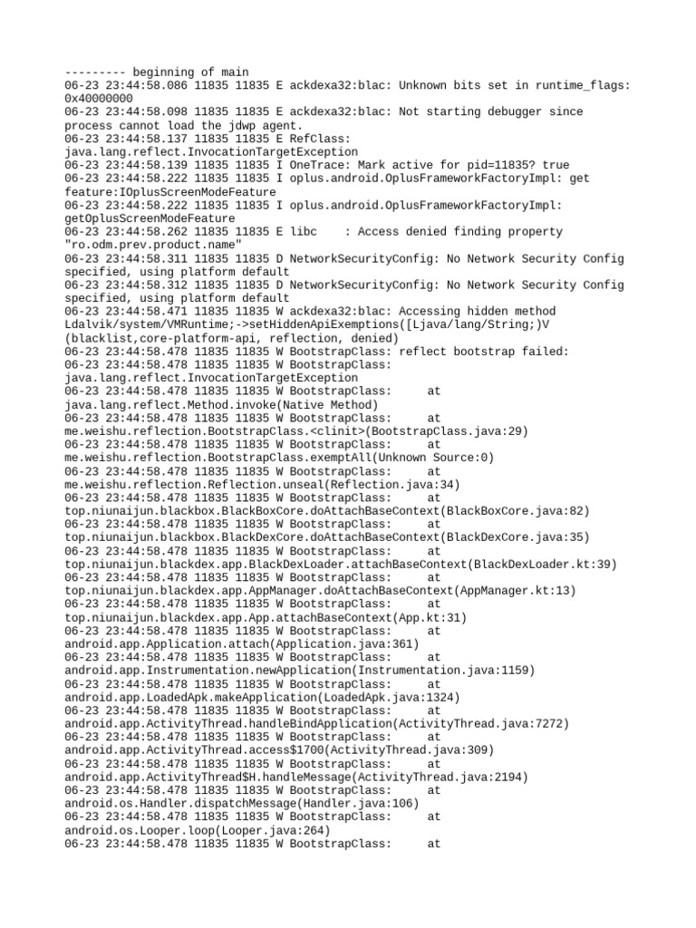 Top - Niunaijun.blackdexa32 Logcat | PDF | Java (Programming Language) | Computer Engineering