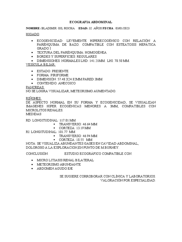 Ecografia de Rastreo Abdominal | PDF