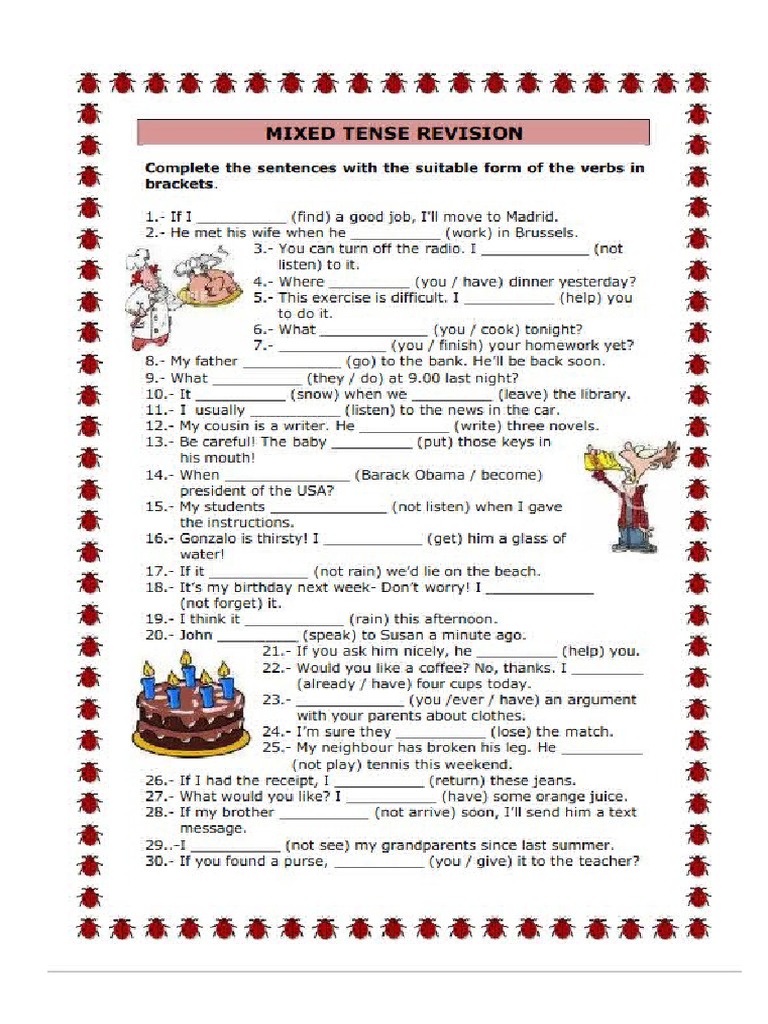 Mixed Tense Revision 2 | PDF