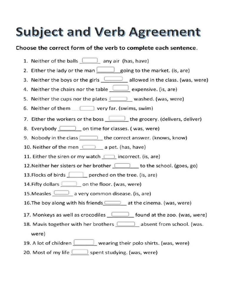 subject-verb agreement | PDF