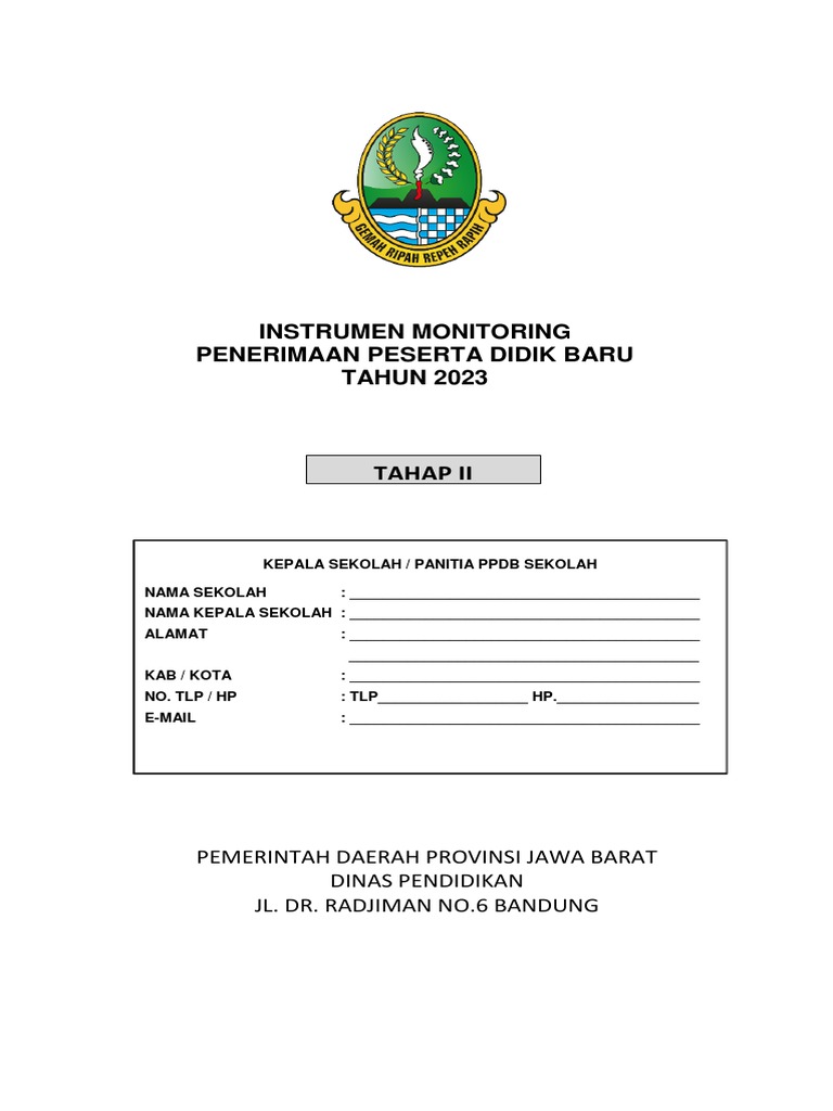 Instrumen Monitoring PPDB Tahap 2 - 2023 | PDF