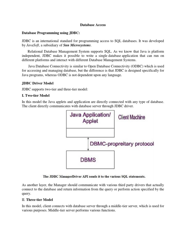 JDBC Notes | PDF | Databases | Computer Data JDBC Notes | PDF | Databases | Computer Data