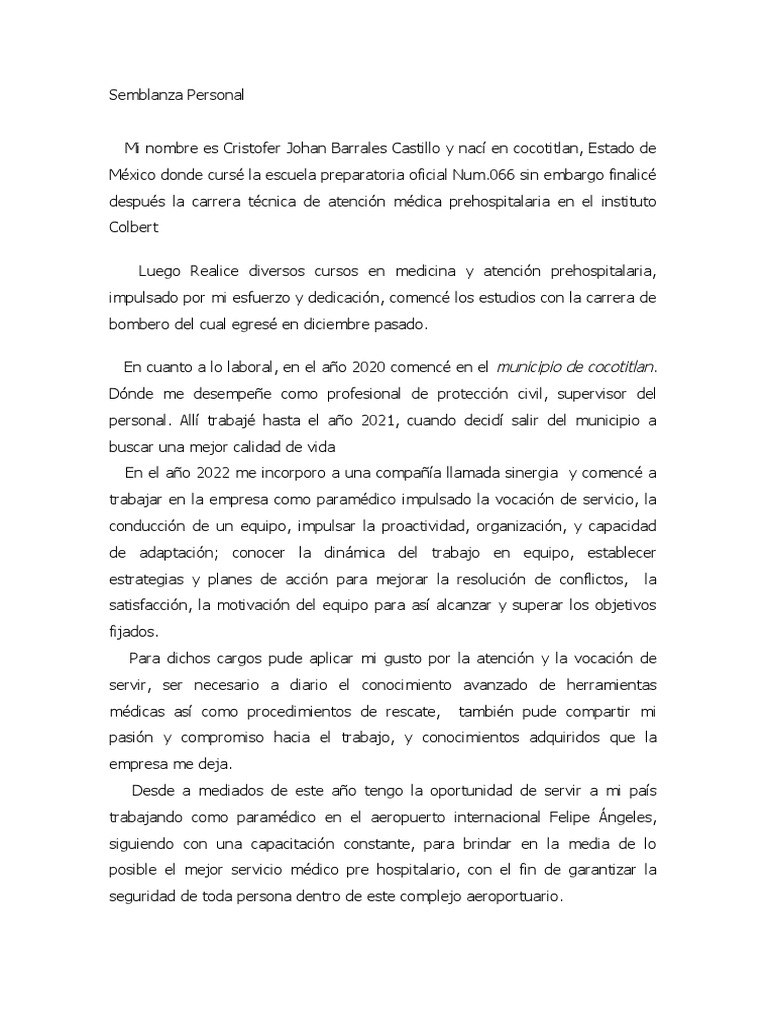 Semblanza Personal | PDF