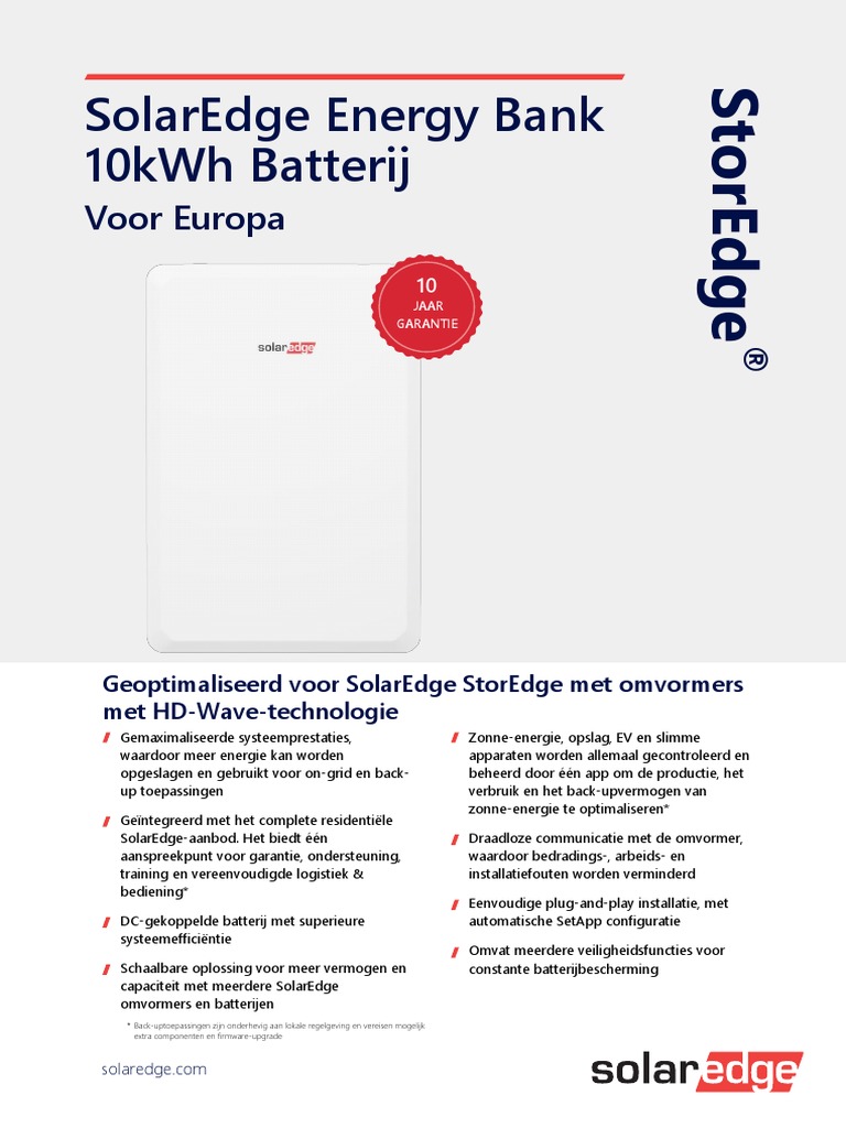 Technische Fiche SolarEdge Energy Bank | PDF