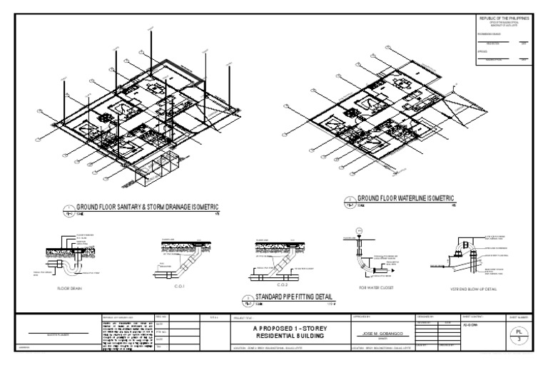 Ground Floor Sanitary & Storm Drainage Isometric Ground Floor Waterline ...