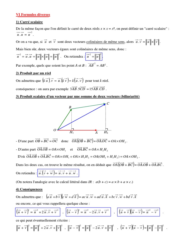 Formules du produit scalaire et carré | PDF | Physique mathématique ...