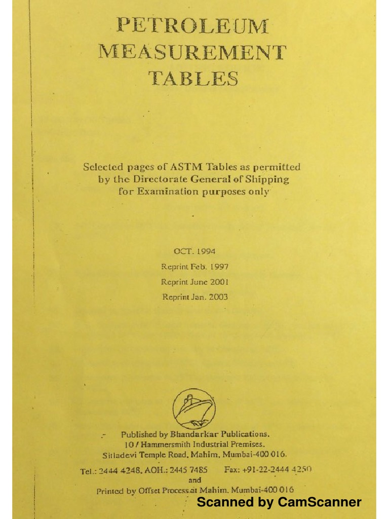 Petroleum Measurement Tables (2003) | PDF