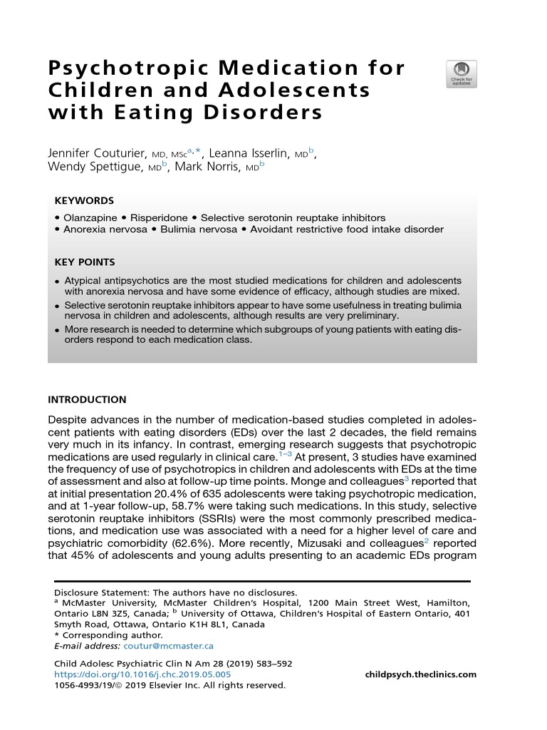 Psychotropic Medication For Children and Adolescents With E | PDF ...