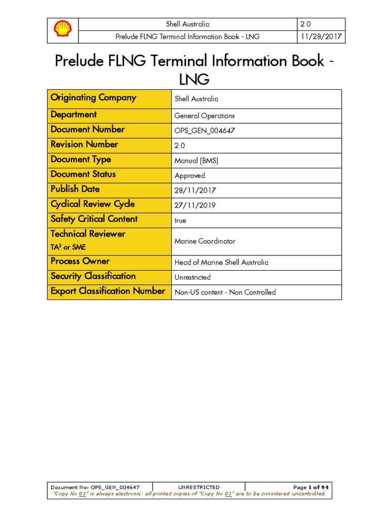 Prelude FLNG Terminal Information Book LNG | PDF | Liquefied Natural Gas