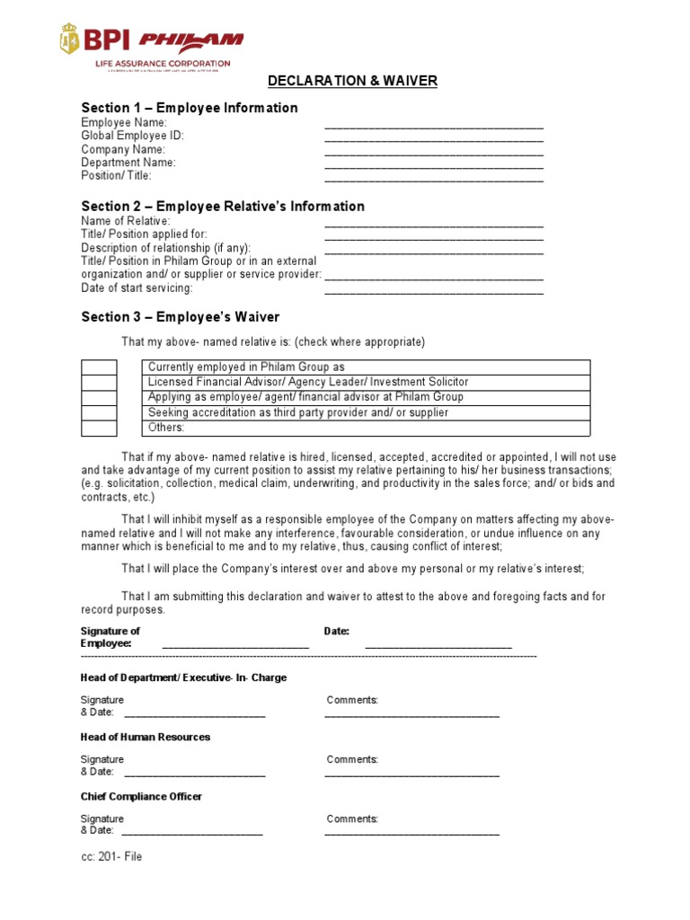 Conflict of Interest Form | PDF | Employment | Conflict Of Interest