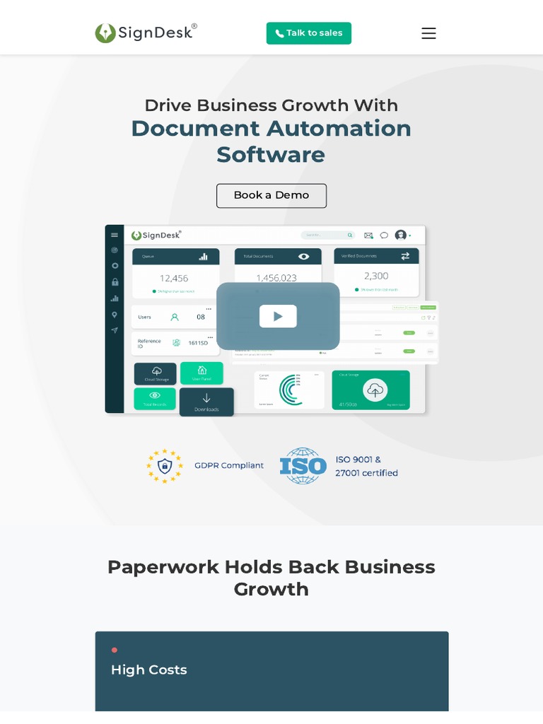 eSign, eNACH, eKYC, CLM & Digital Stamp Solutions _ SignDesk | PDF | Automation | Information ...