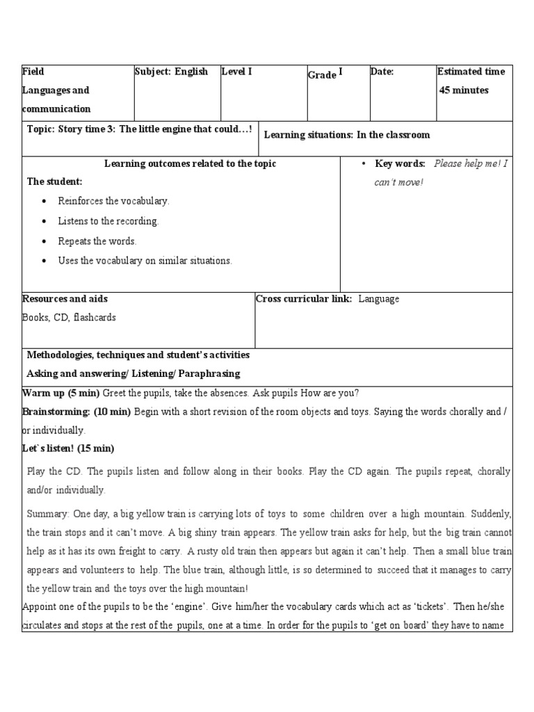 9.story Time 3 The Little Engine That Could ! | PDF | Vocabulary | Pedagogy