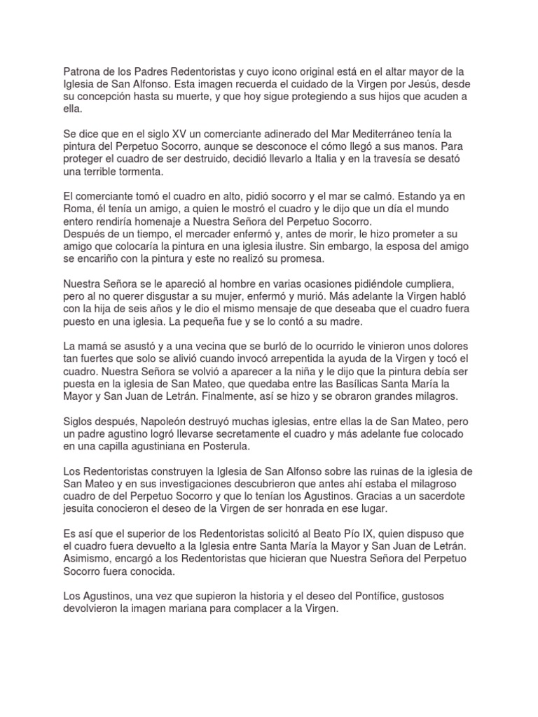 Historia De La Virgen Del Perpetuo Socorro Descargar Gratis Pdf