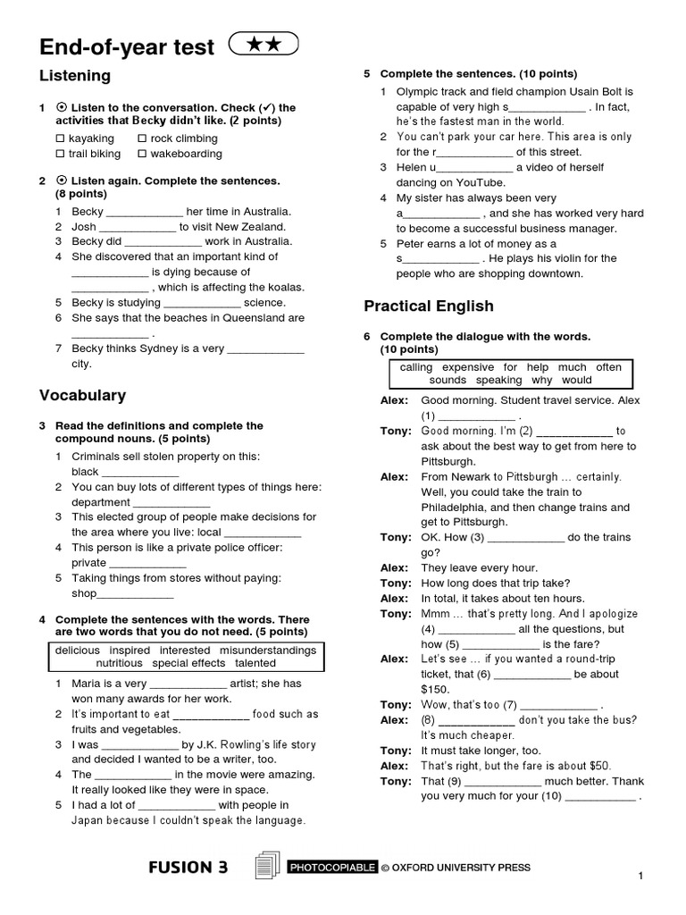 Fusion TRD3 Tests EOY 2 | PDF | English Language | Linguistics
