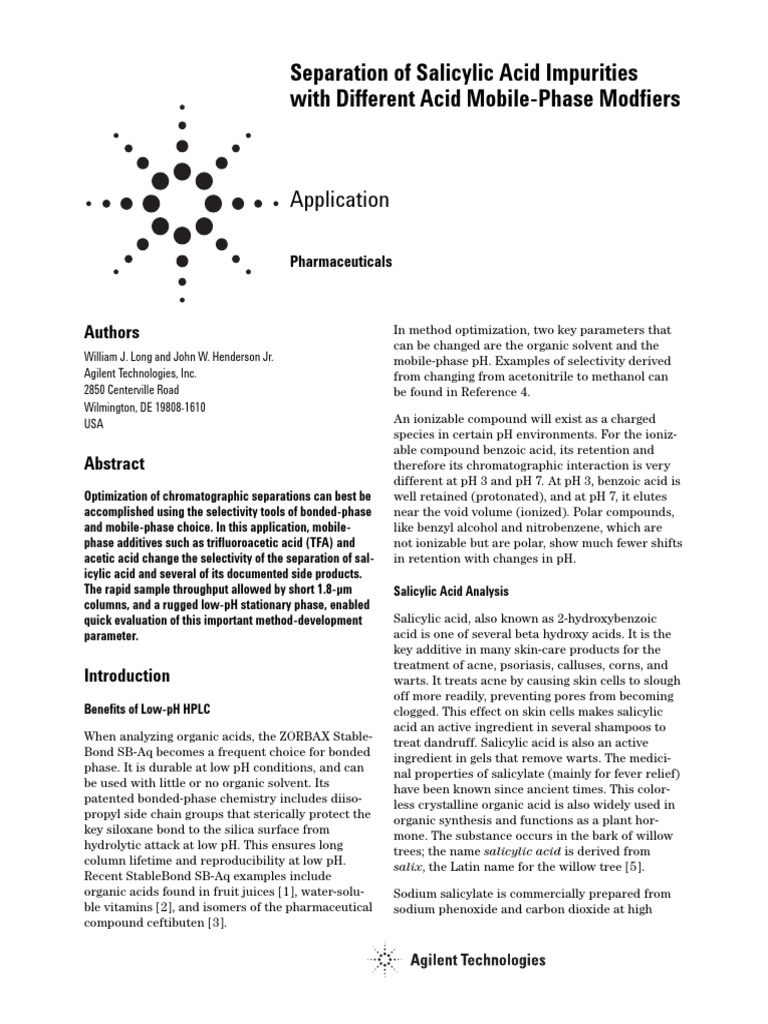 Separation of Salicylic Acid Impurities With Diffe | PDF | High ...