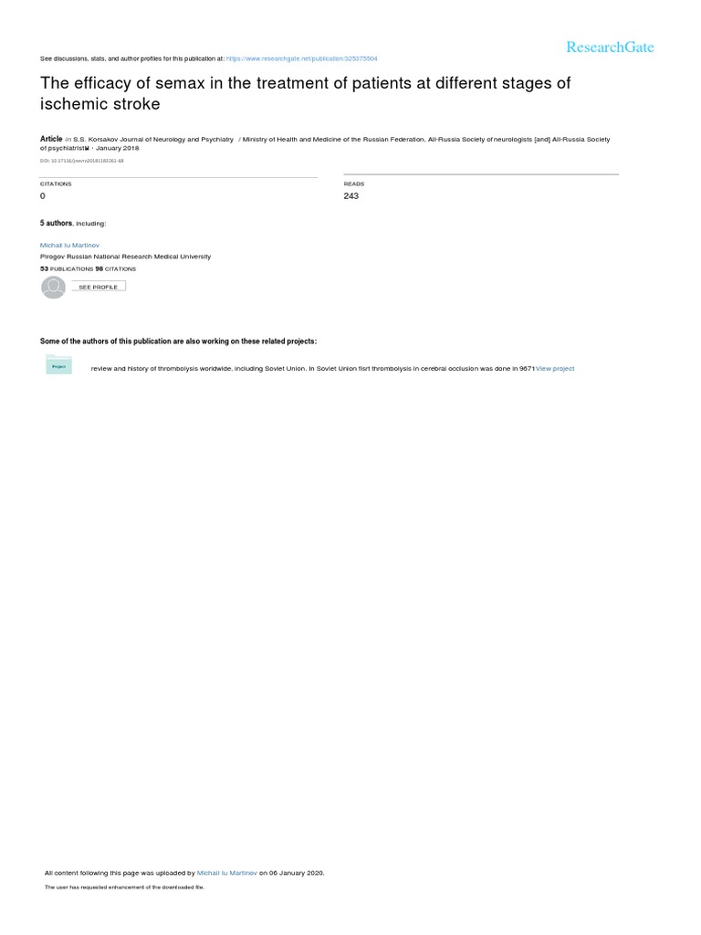 The Efficacy of Semax in The Tretament of Patients en | PDF ...