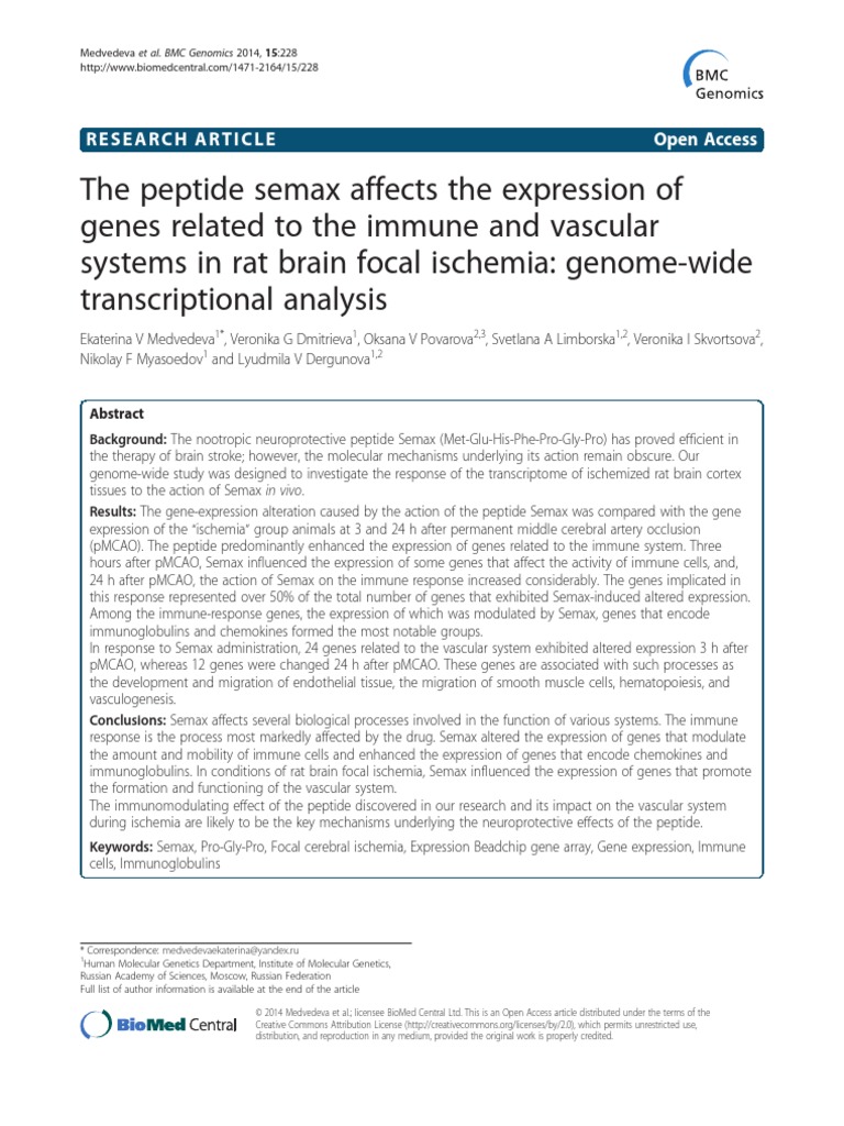 The Peptide Semax Affect The Expression Genes Related To The Immune and ... The Peptide Semax Affect The Expression Genes Related To The Immune and ...