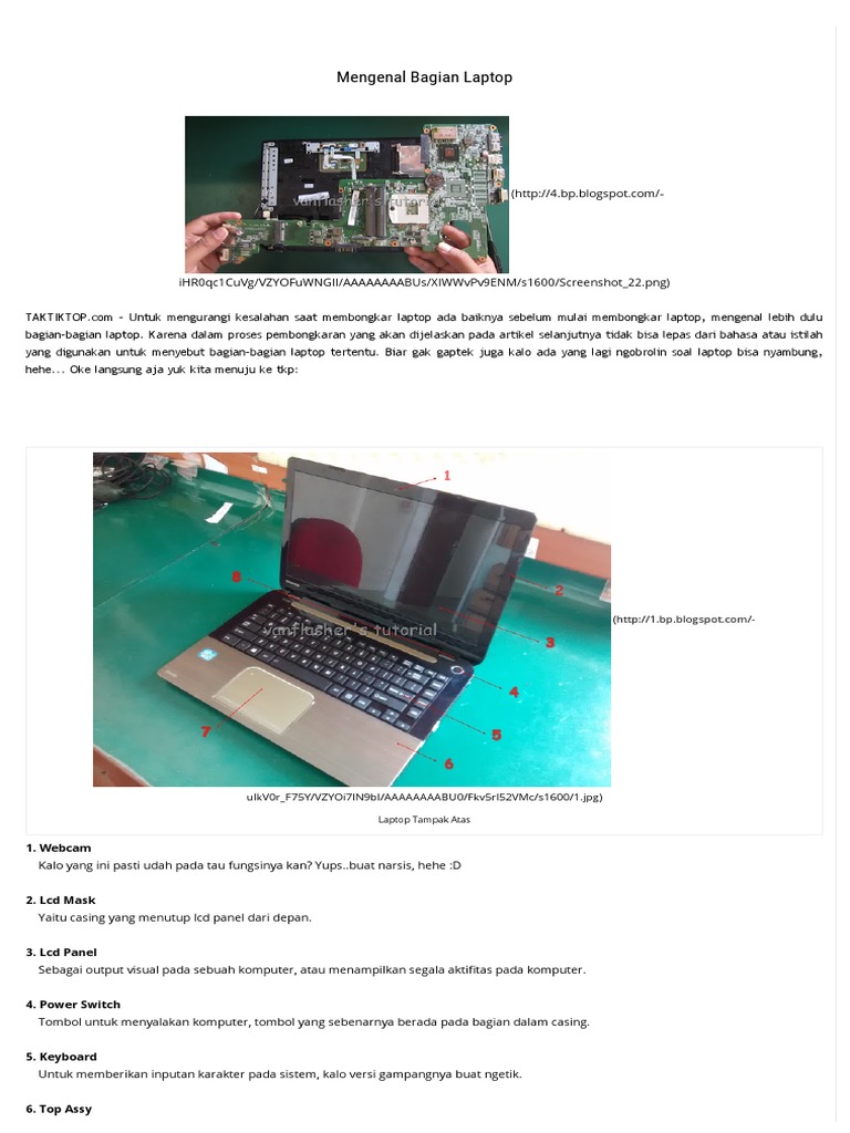 Mengenal Bagian Laptop - TakTikTop | PDF