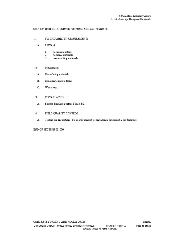 Division 03 - Concrete specs | PDF | Concrete | Cement