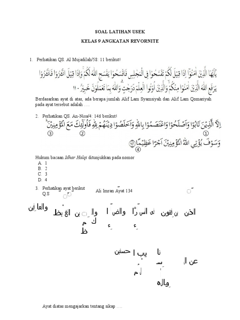 Soal Latihan Usek 2023 | PDF