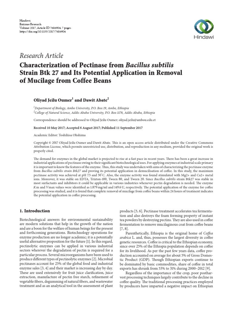 Characterization Of Pectinase From Bacillus Subtilis Pdf Enzyme Assay Enzyme