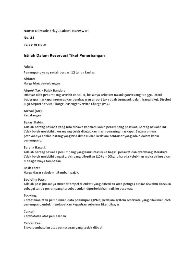 Istilah Reservasi | PDF