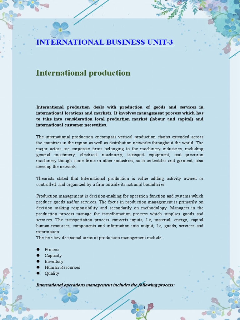 International Business Unit 3 | PDF | Logistics | Organizational Culture