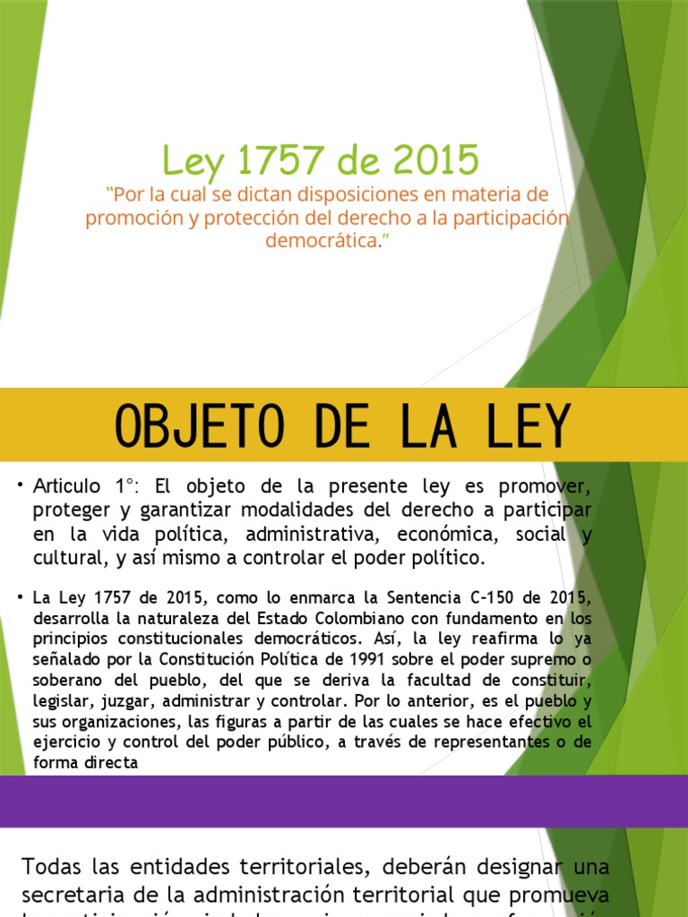 Ley 1757 de 2015 | PDF | Participación pública | Gobierno
