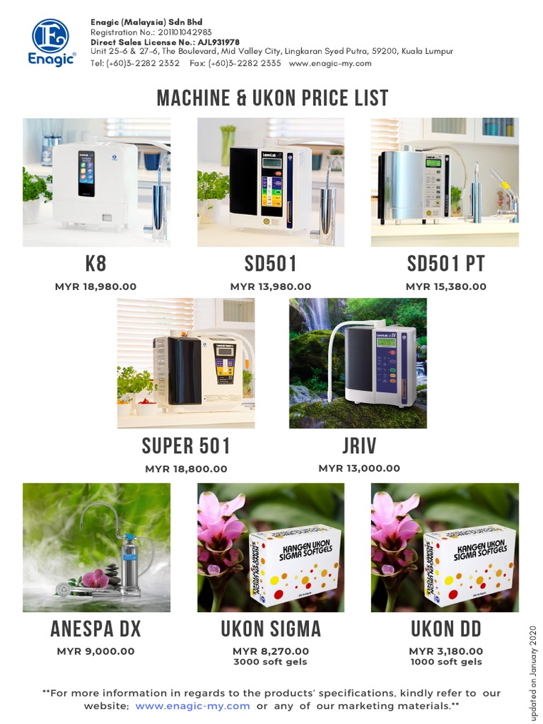 Enagic Malaysia Price List | PDF