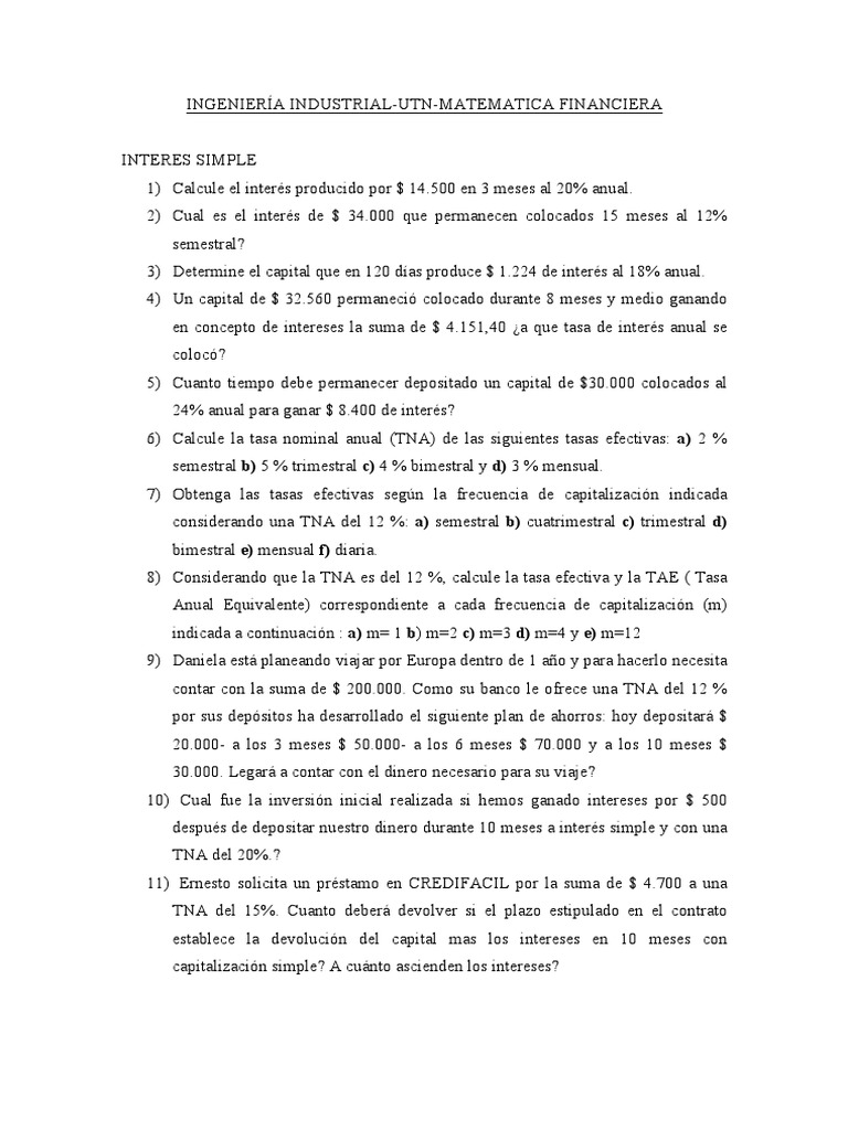 Ejercicio Interés Simple Pdf