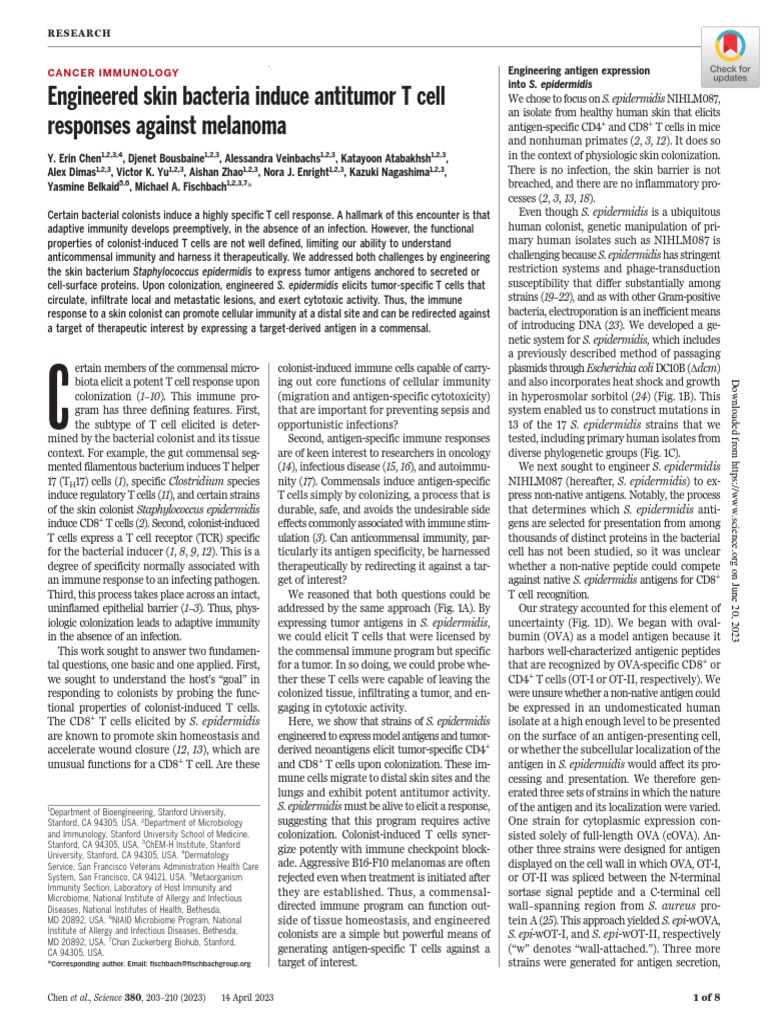 Engineered Bacteria Boost T Cell Response | PDF | Antigen | Immune System