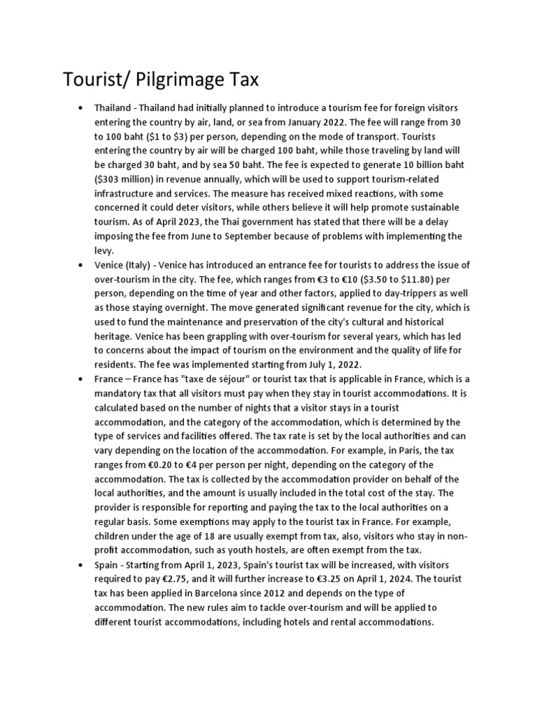 Tourist Tax | PDF | Tourism | Taxes
