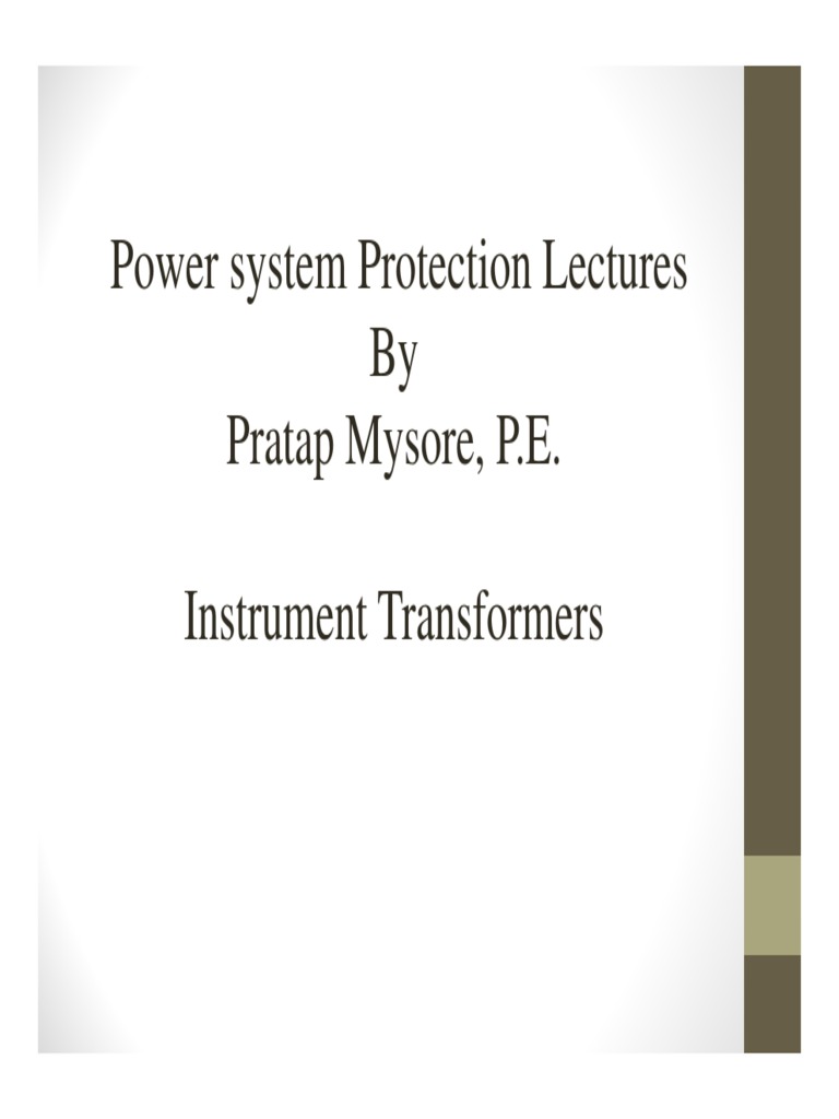 Power System Protection Lectures Instrument Transformers Pdf Transformer Components