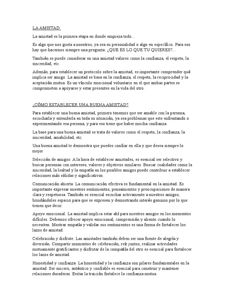La Amistad Pdf Amistad Empatía