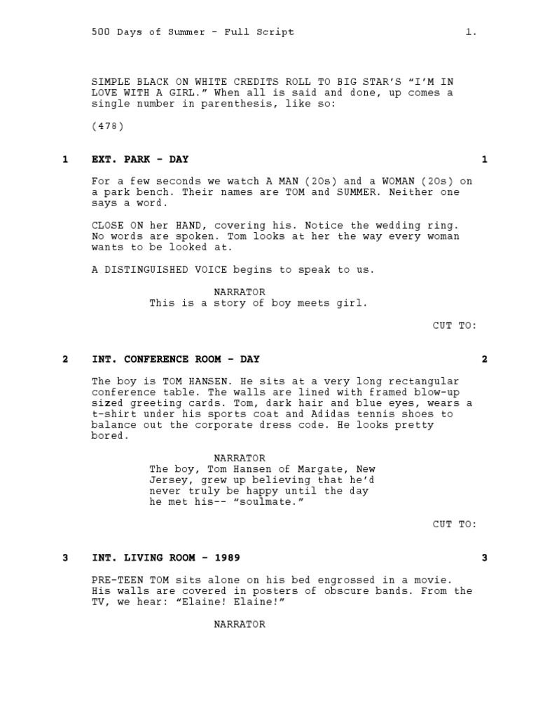 500 DAYS OF SUMMER Screenplay | PDF