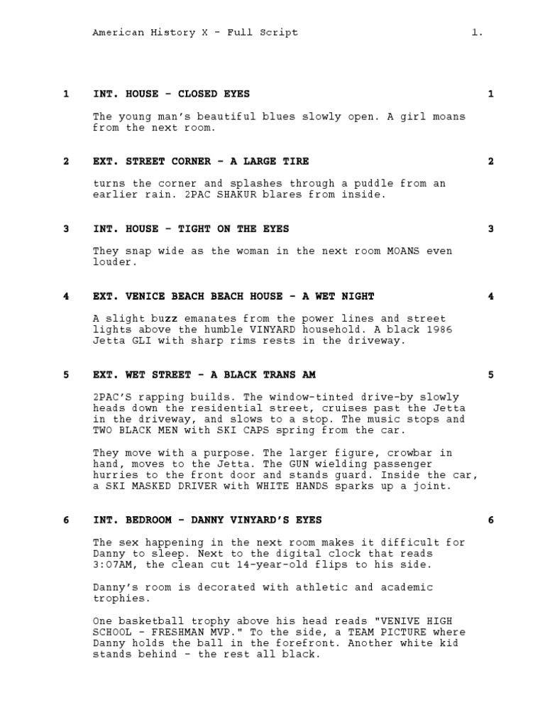 AMERICAN HISTORY X Screenplay | PDF