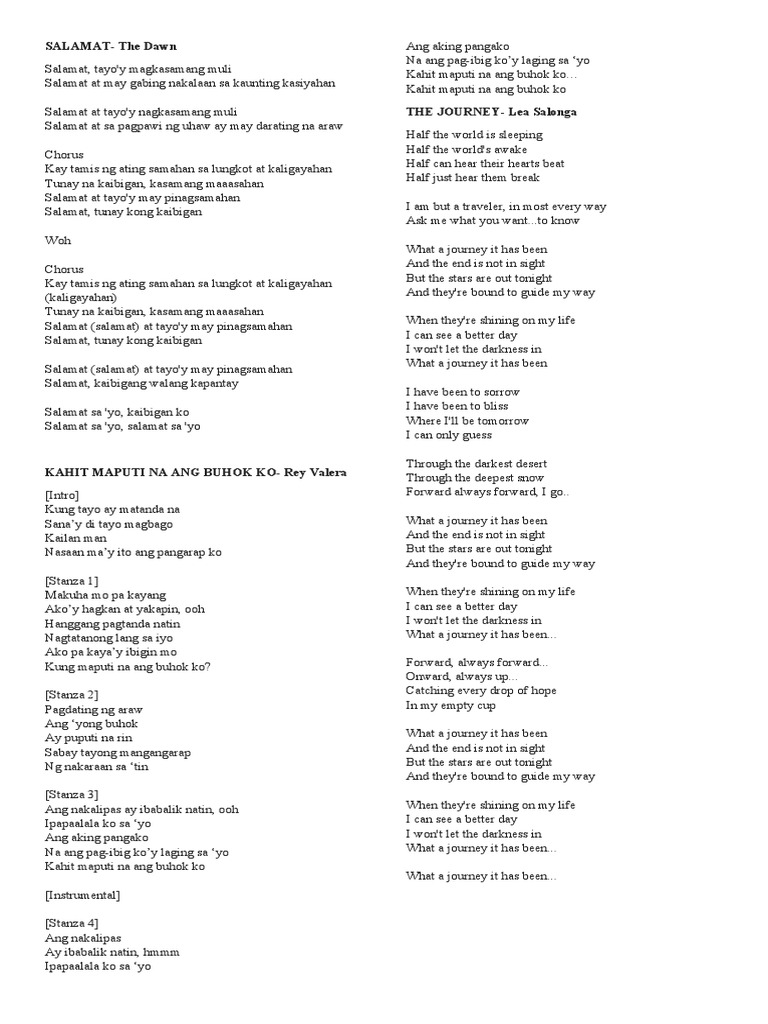SALAMAT lyrics | PDF