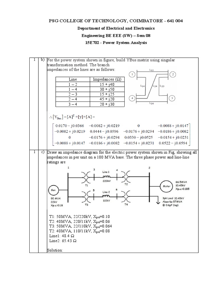 PSA Solution | PDF | Transformer | Electrical Impedance