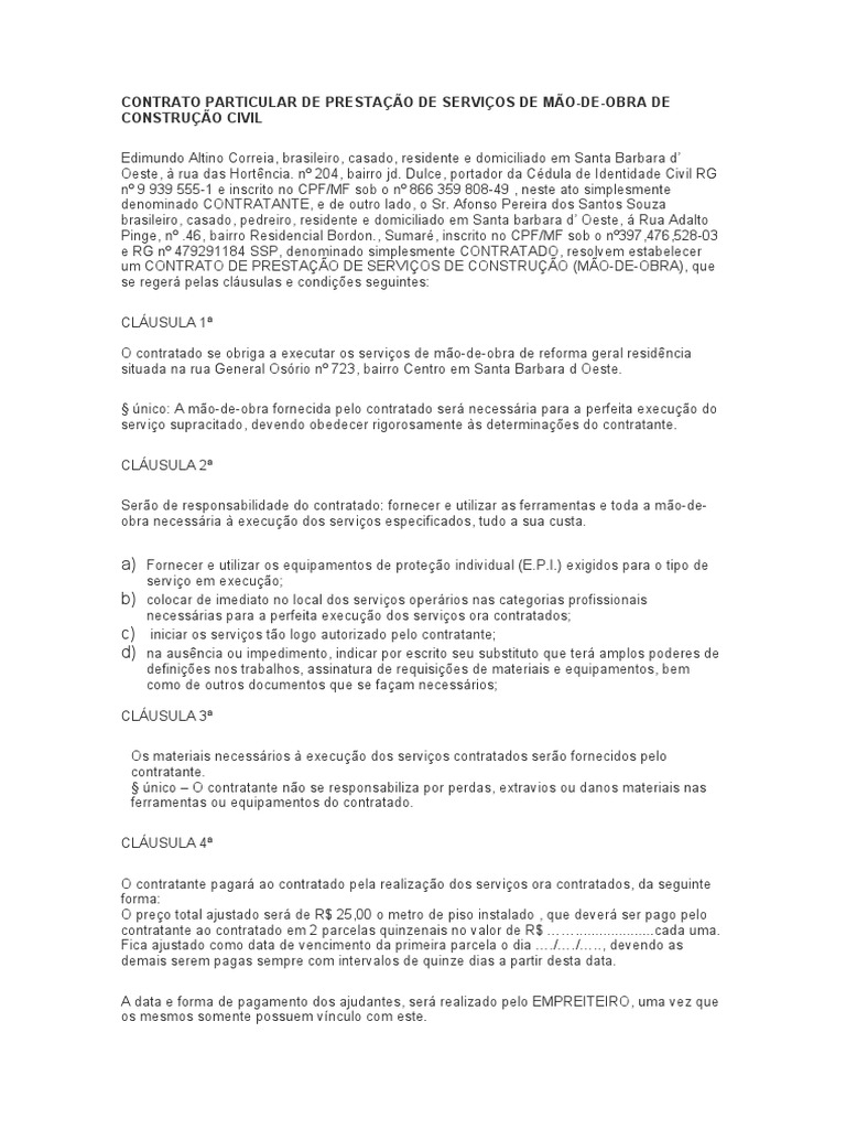 CONTRATO TERCEIRO Afonso | PDF | Direito Privado